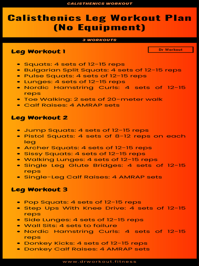 No Equipment Calisthenics Leg Workout | PDF