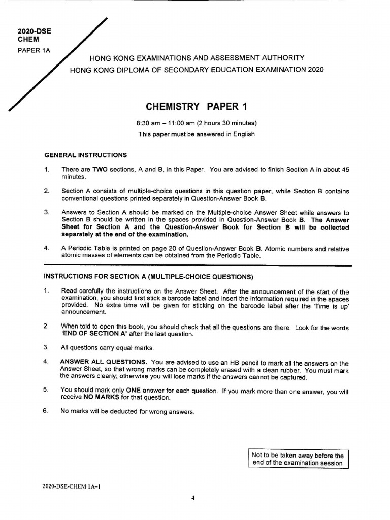 2020 DSE P1A en | PDF