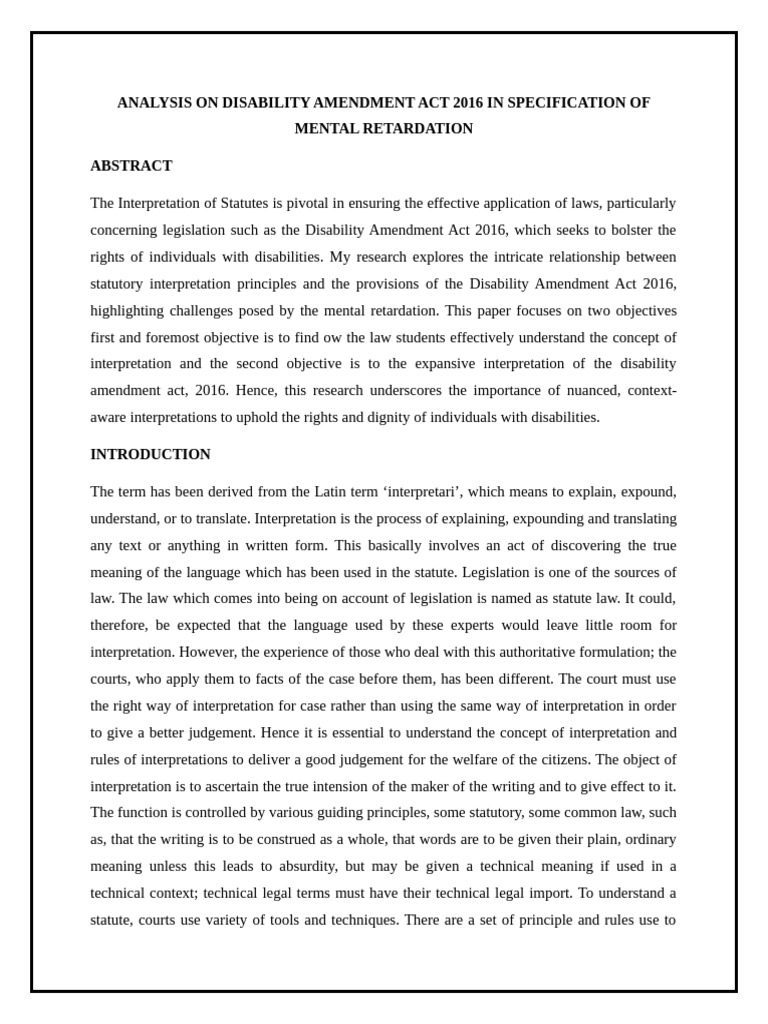 Disability Amendment Act 2016 Analysis | PDF | Disability ...