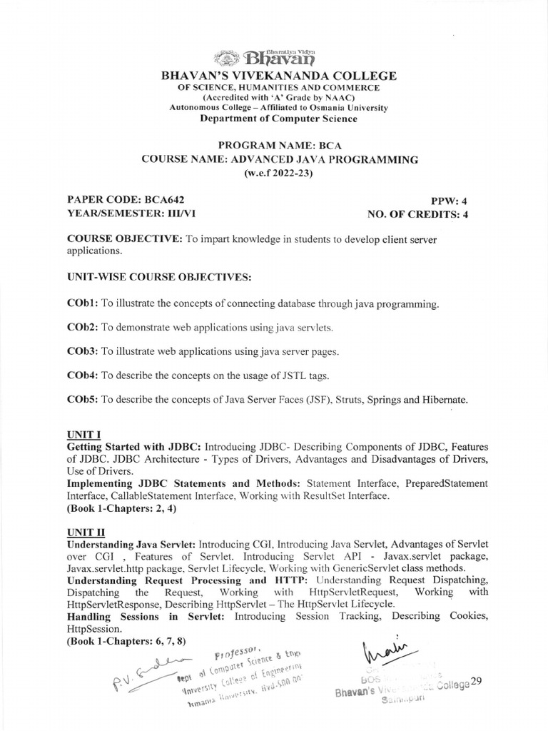 Advanced Java Programming - Sem Vi - 2024-25 | PDF