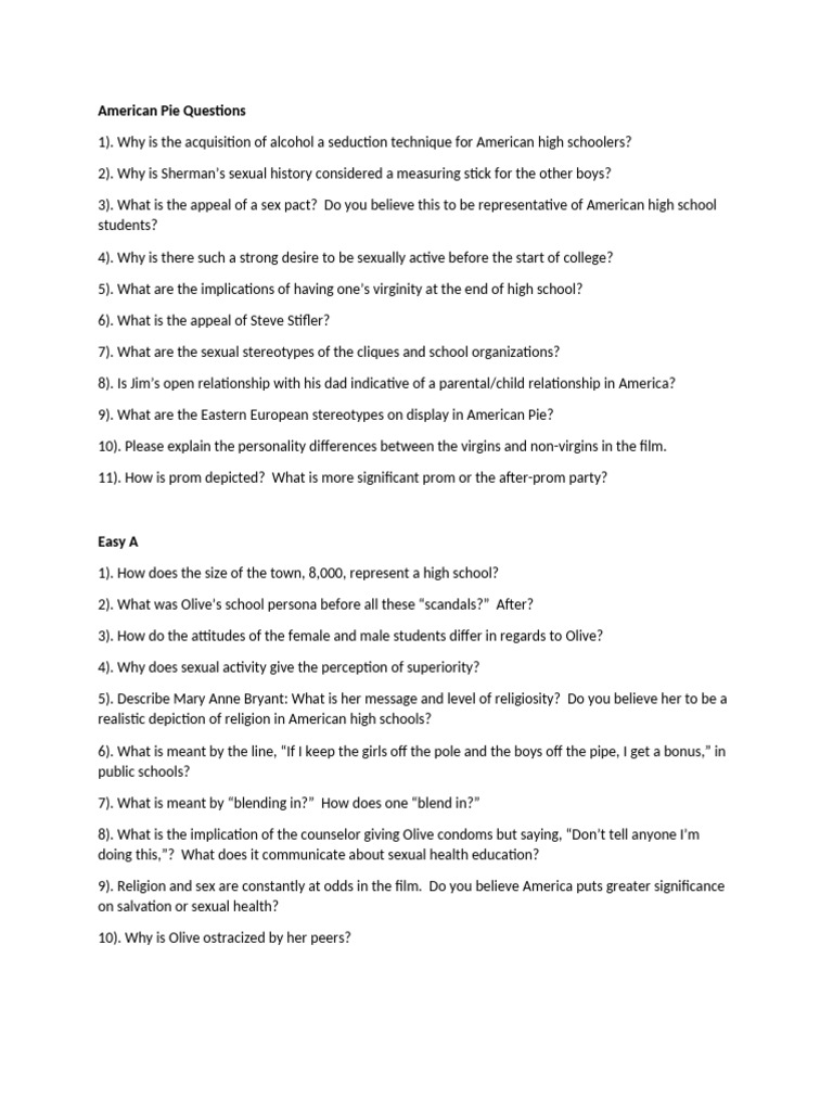American Pie: A Parents' Guide | PDF