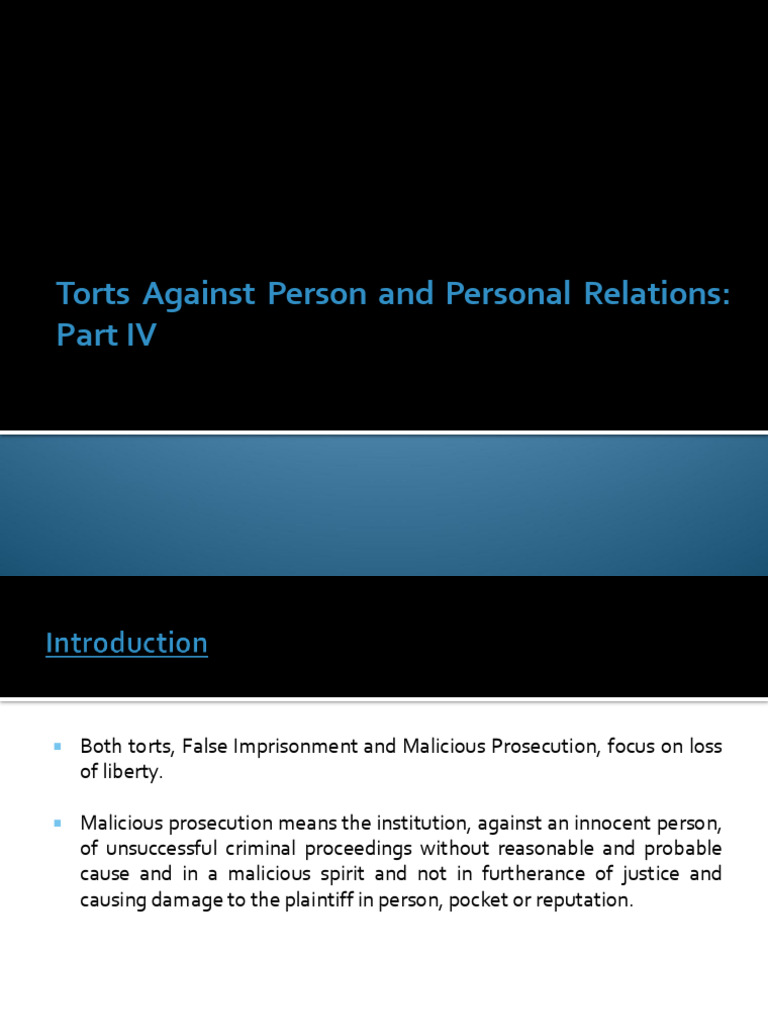 Tort of Malicious Prosecution | PDF | Malicious Prosecution | Prosecutor