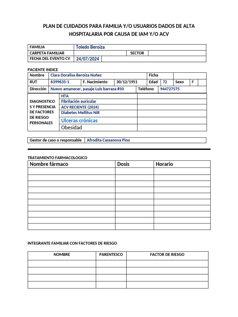 PLAN ACV Blanco | PDF | Enfermedades y trastornos | Medicina