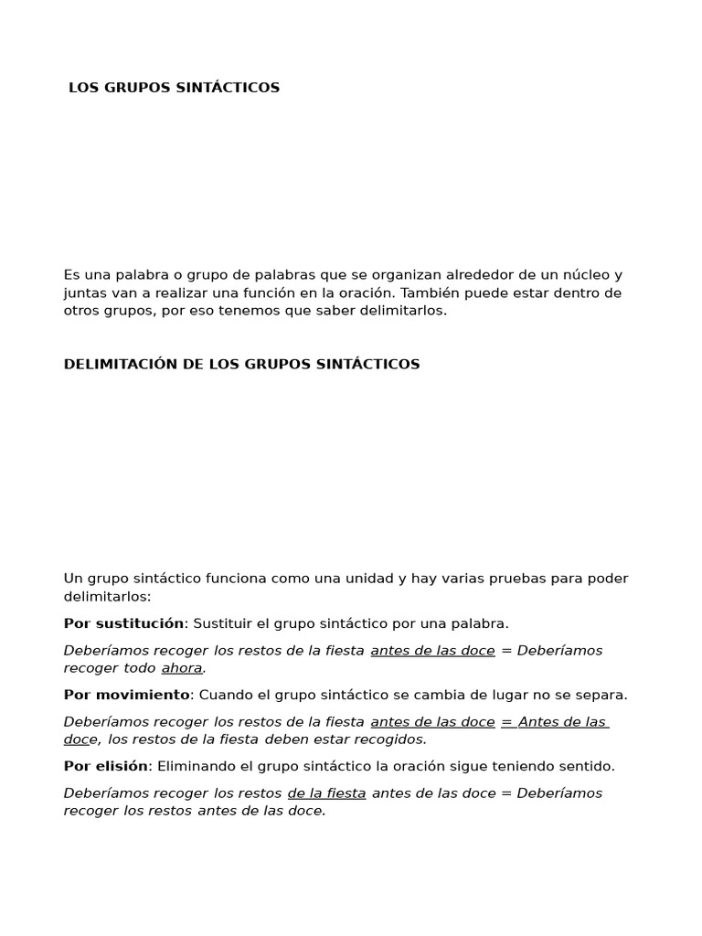 Grupos Sintácticos: Definición y Estructura | PDF | Adjetivo ...