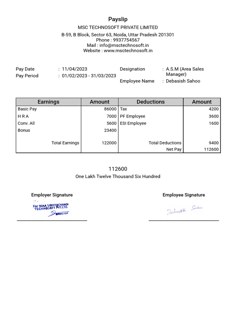 Payslip-Feb Mar | PDF