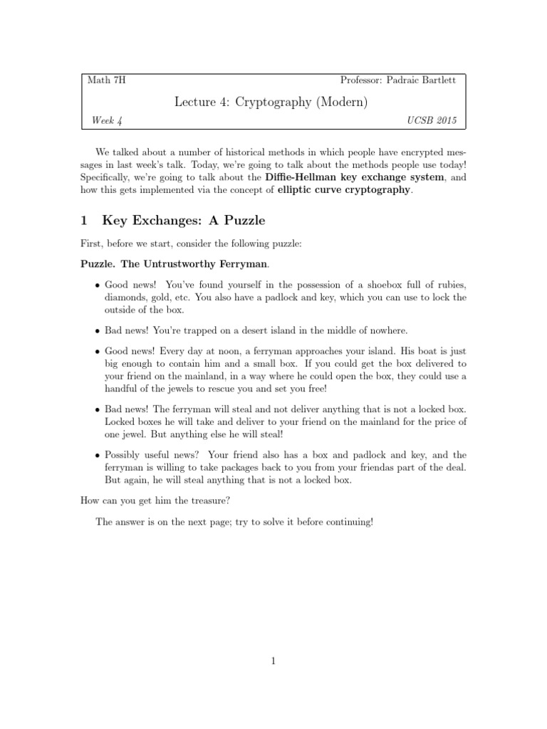 Math Honors s2015 Lecture4 | PDF | Multiplication | Encryption