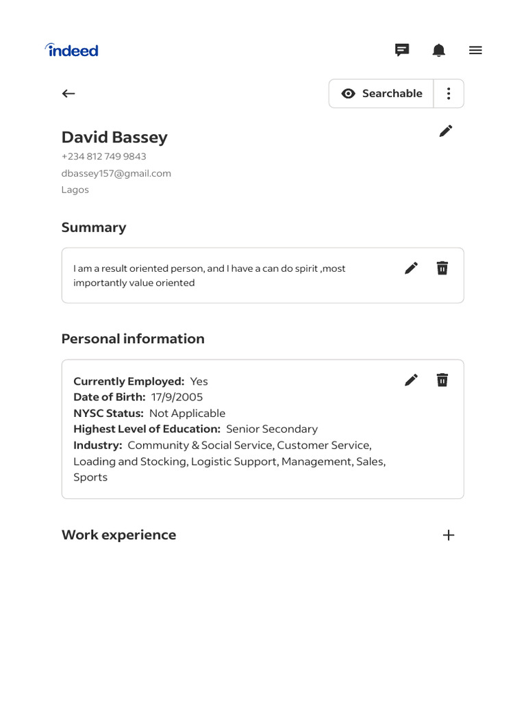 My Indeed Profile | PDF
