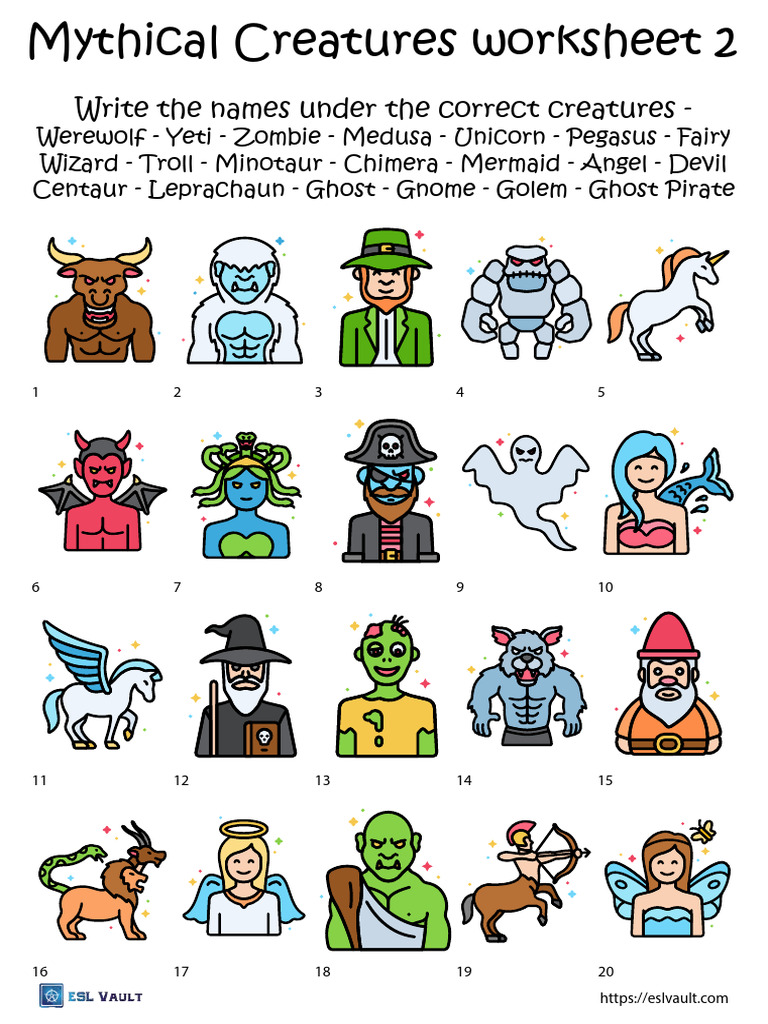 Mythical Creatures Worksheet 3 | PDF