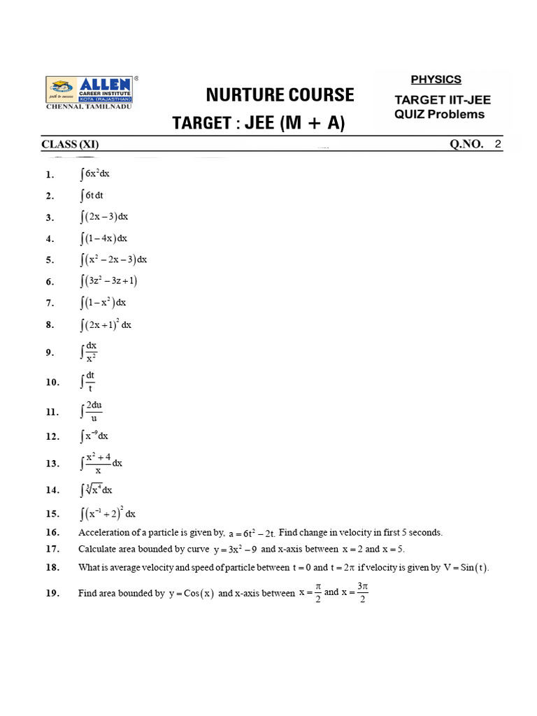Phy-Quiz - 2 - Xi | PDF
