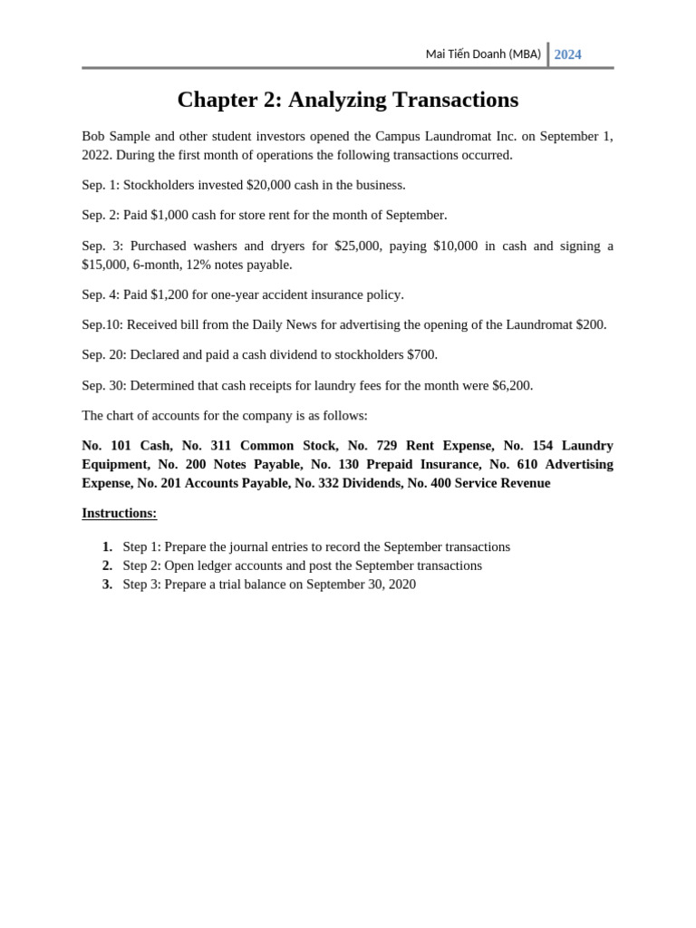 Chapter 2 Analyzing Transactions | PDF