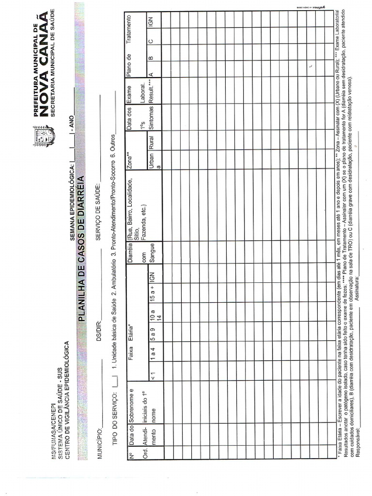 Ficha de Diarreia. | PDF