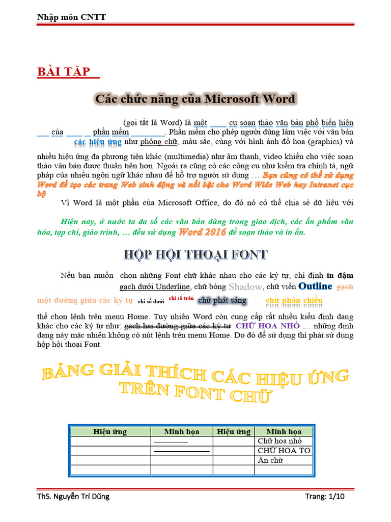 1.BaiTap Word NhapMon | PDF