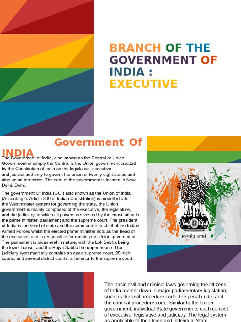Branches of The Government of India | PDF | Government Of India | Prime ...