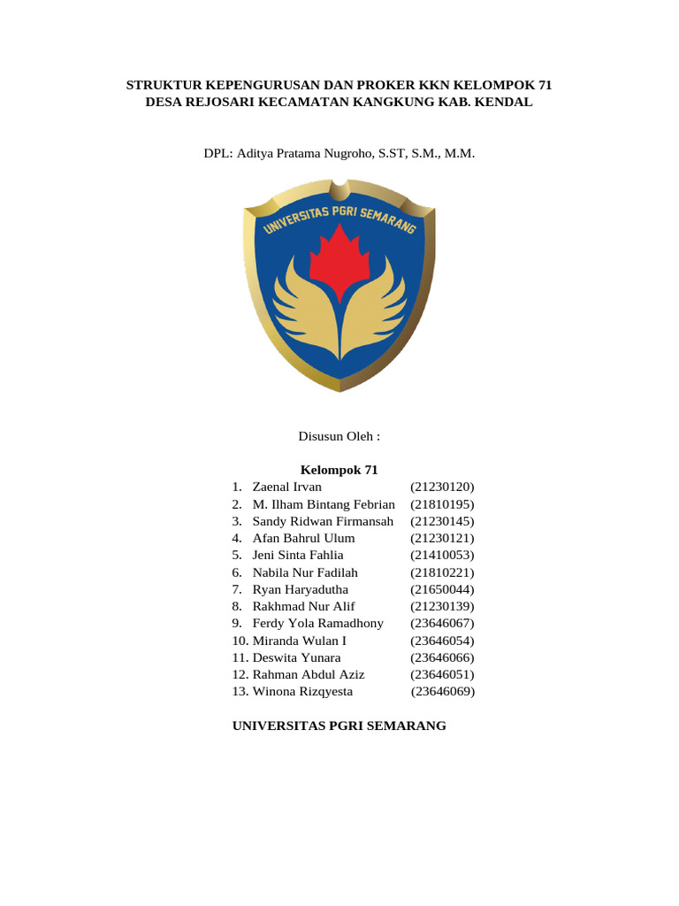 Struktur - Organisasi Dan Proker Kelompok71... | PDF