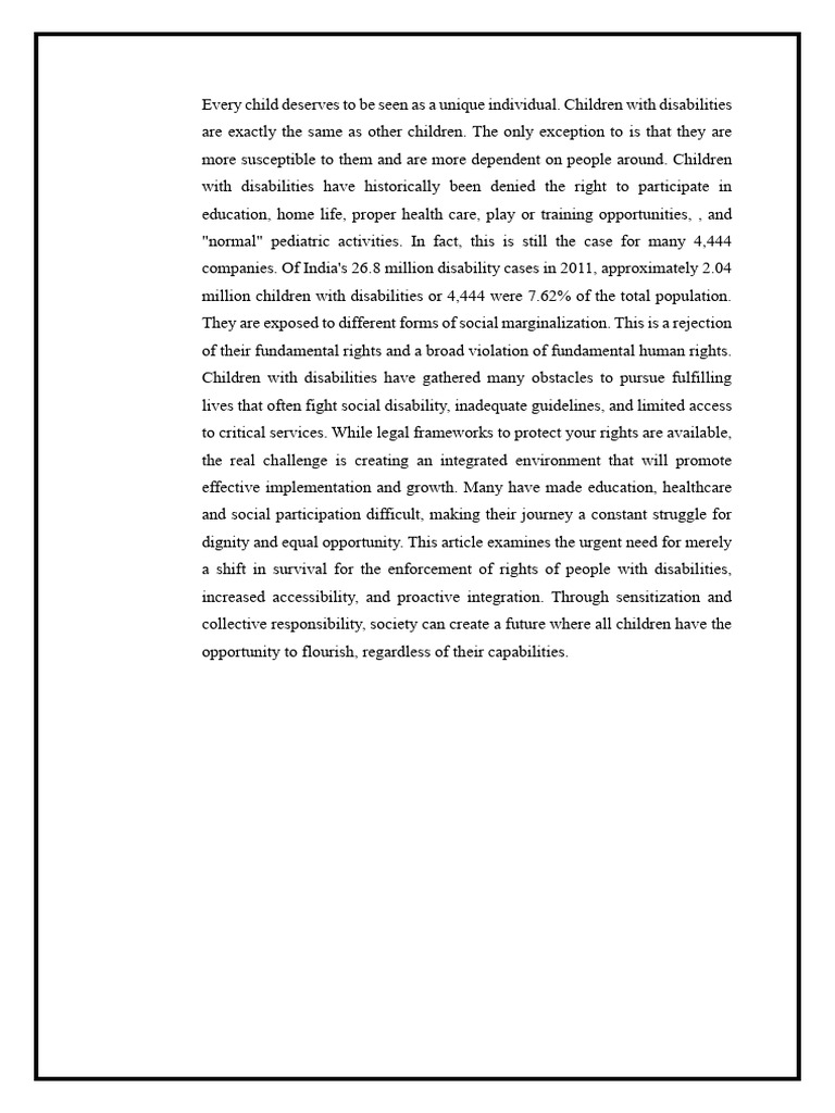 Every Child Deserves To Be Seen As A Unique Individual | PDF