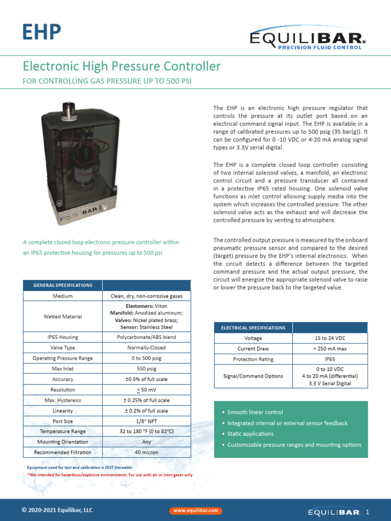 Equilibar-EHP High Pressure Brochure | PDF | Valve | Pressure Measurement