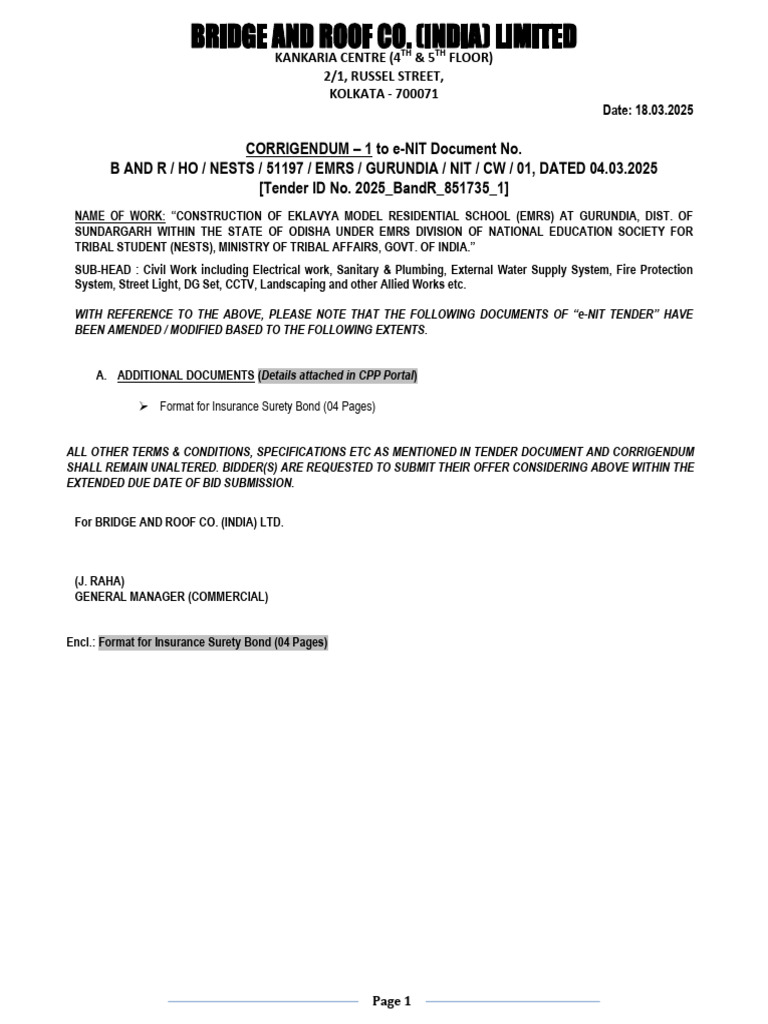 Corrigendum 1 EMRS Gurundia-Bond | PDF | Guarantee | Civil Law (Legal ...