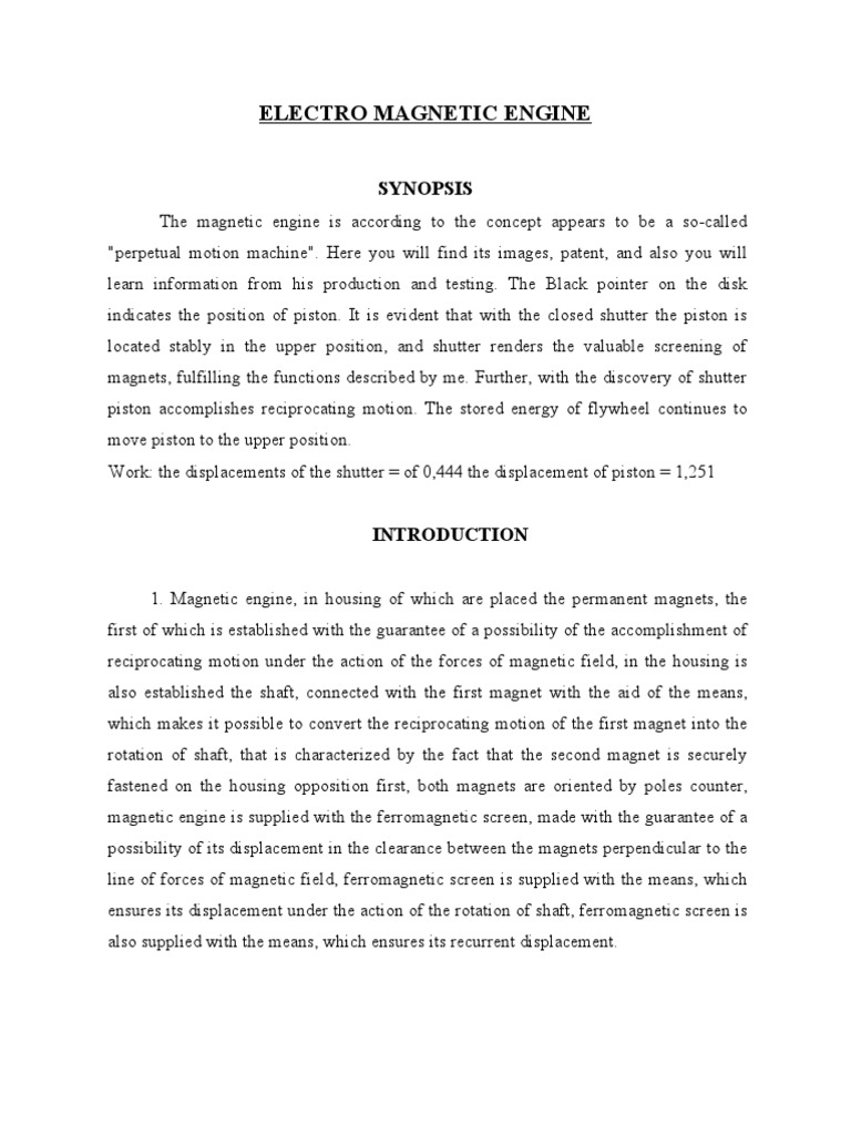 Electro Magnetic Engine | PDF | Friction | Engines