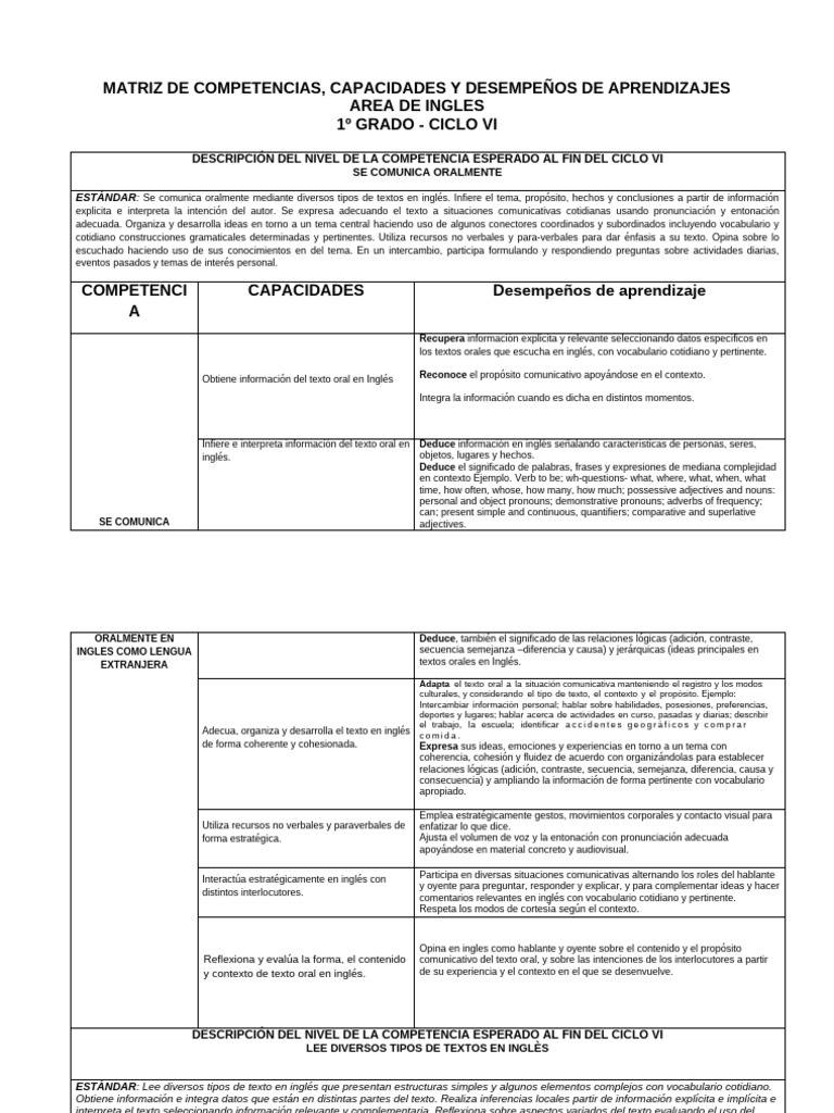 Matriz de Competencias | PDF | Experiencia | Idioma en Inglés