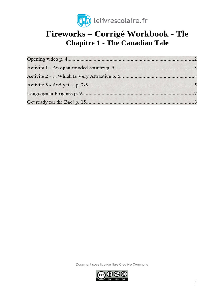 Fireworks Tle - Correction Workbook - Chapitre 1 - The Canadian Tale ...