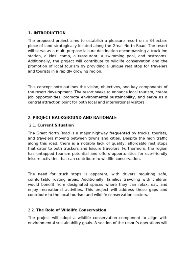 Pleasure Resort Development Proposal | PDF | Tourism | Resort