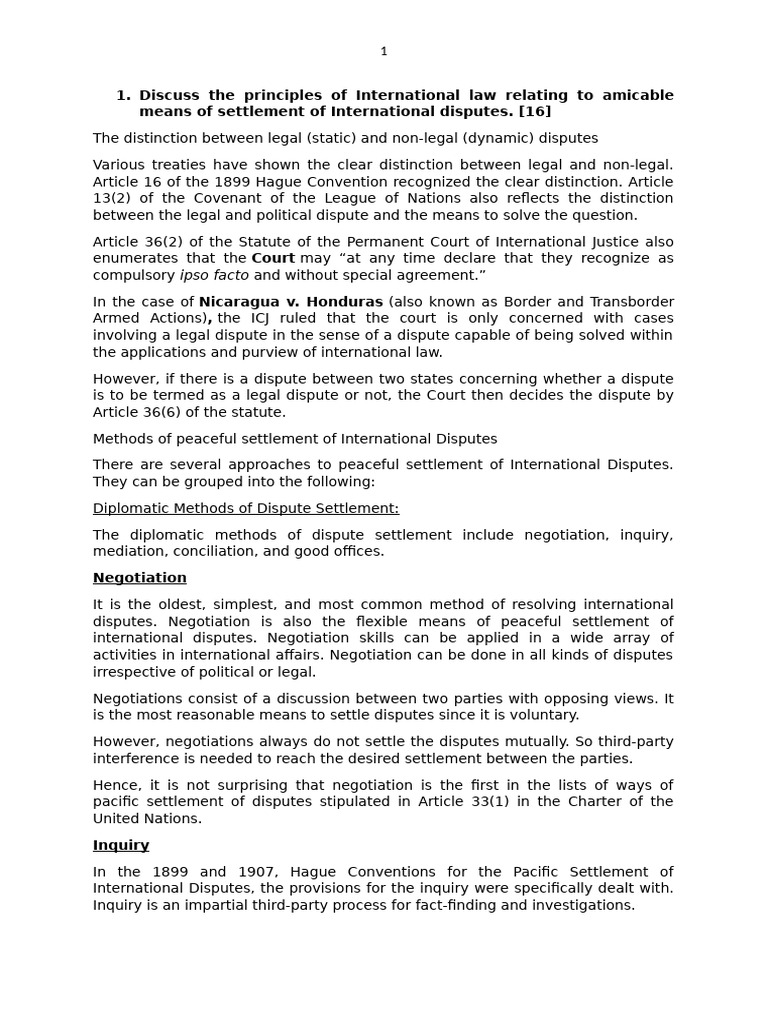 International Dispute Settlement Methods | PDF | Arbitration | Asylum ...