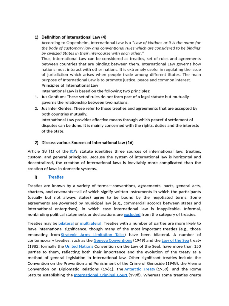 Definition Portion of International Law | PDF | Treaty | International Law