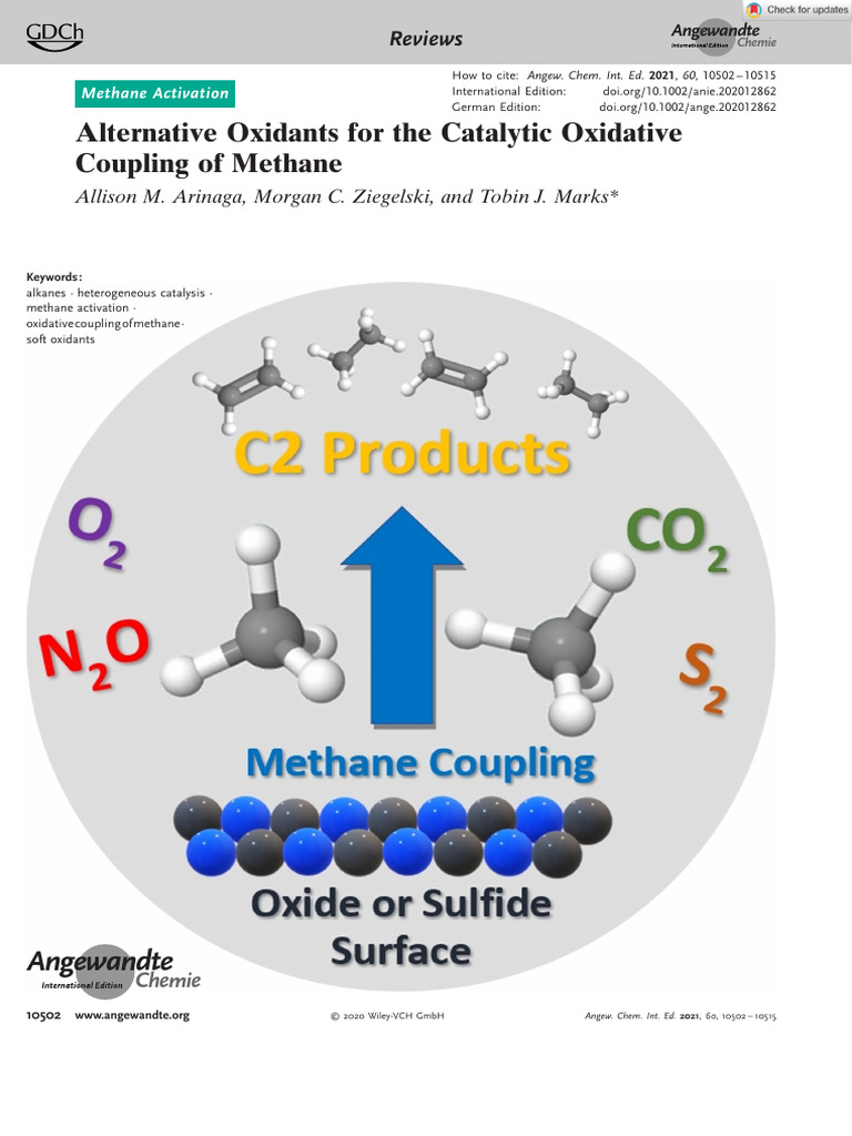 Alternative Oxidants for the Catalytic Oxidative Coupling of Methane ...