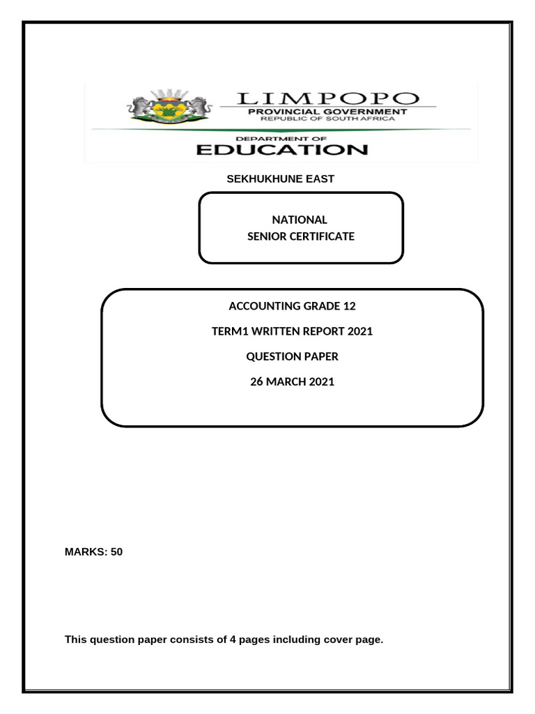 Written Report Grade 12 Question Paper Term1 2021 | PDF | Dividend ...