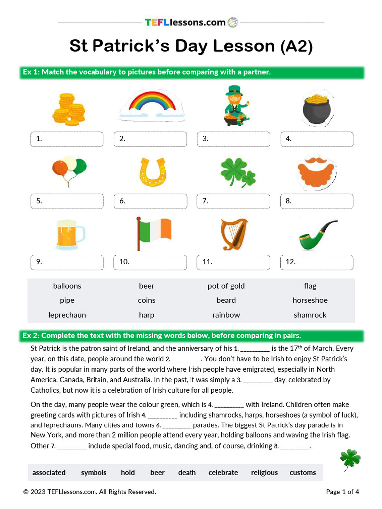 ST Patricks Day Lesson A2 Teacher | PDF | Leprechaun