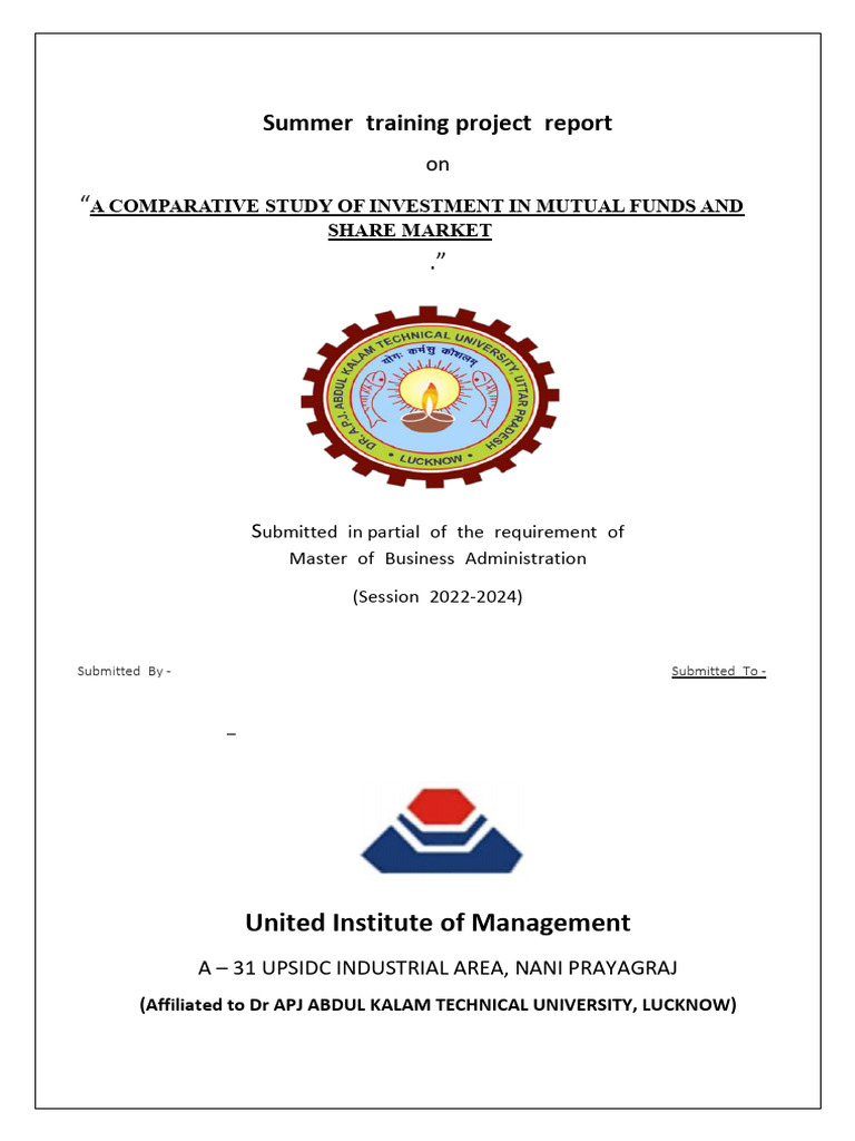 Jaishree Shukla Stpr Report.fin (1) | PDF | Investment Fund | Mutual Funds