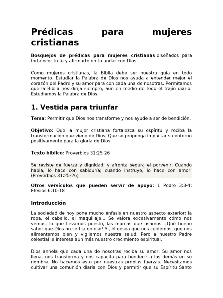Prédicas para Mujeres Cristianas | PDF | Cristo (título) | Amor