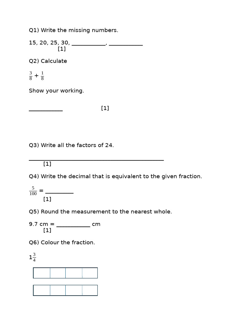 Math Practice Questions for Students | PDF | Arithmetic | Mathematical ...