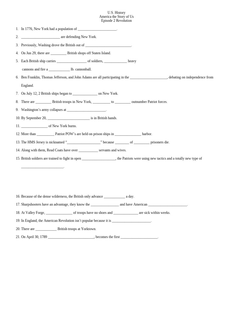 U.S. America Story of Us Ep. 2 | PDF