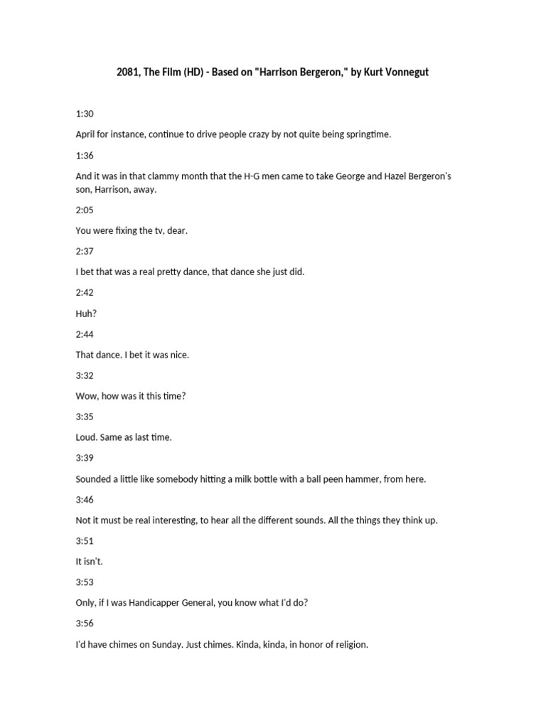 2081, The Film (HD) - Based On Harrison Bergeron Transcription - 123447 ...
