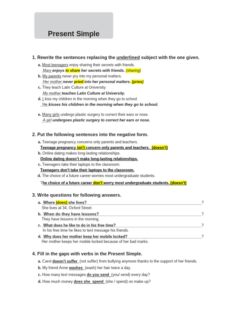 Present&Past Simple&Continuous | PDF