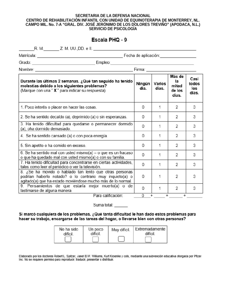 PHQ-9 y PHQ-2 | PDF