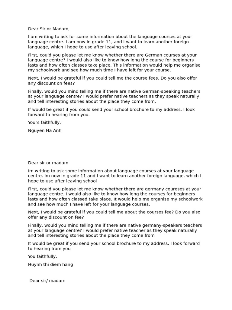 Dear Sir or Madam | PDF