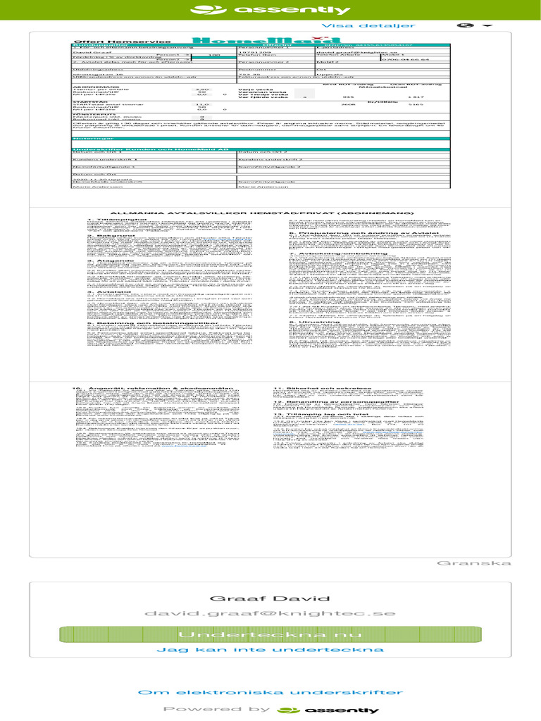 OffertAvtal - Assently | PDF