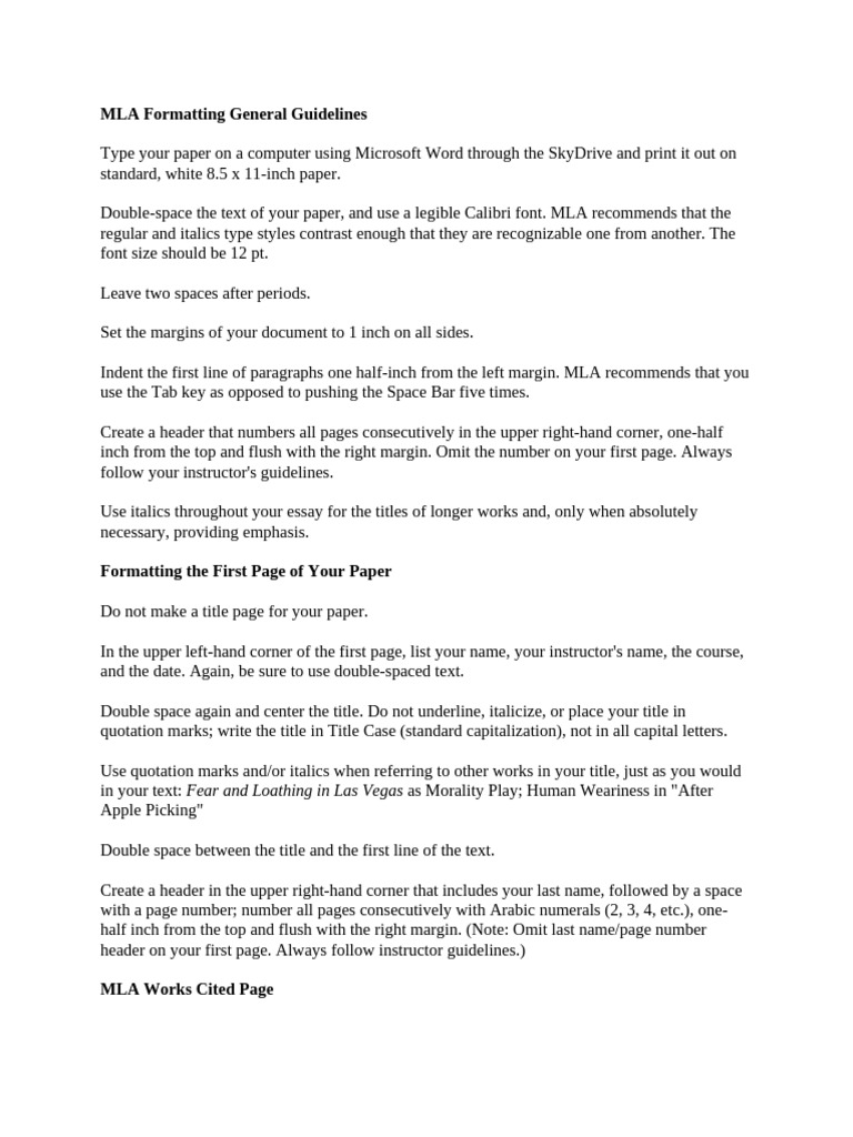 MLA Formatting General Guidelines | PDF | Quotation Mark | Text
