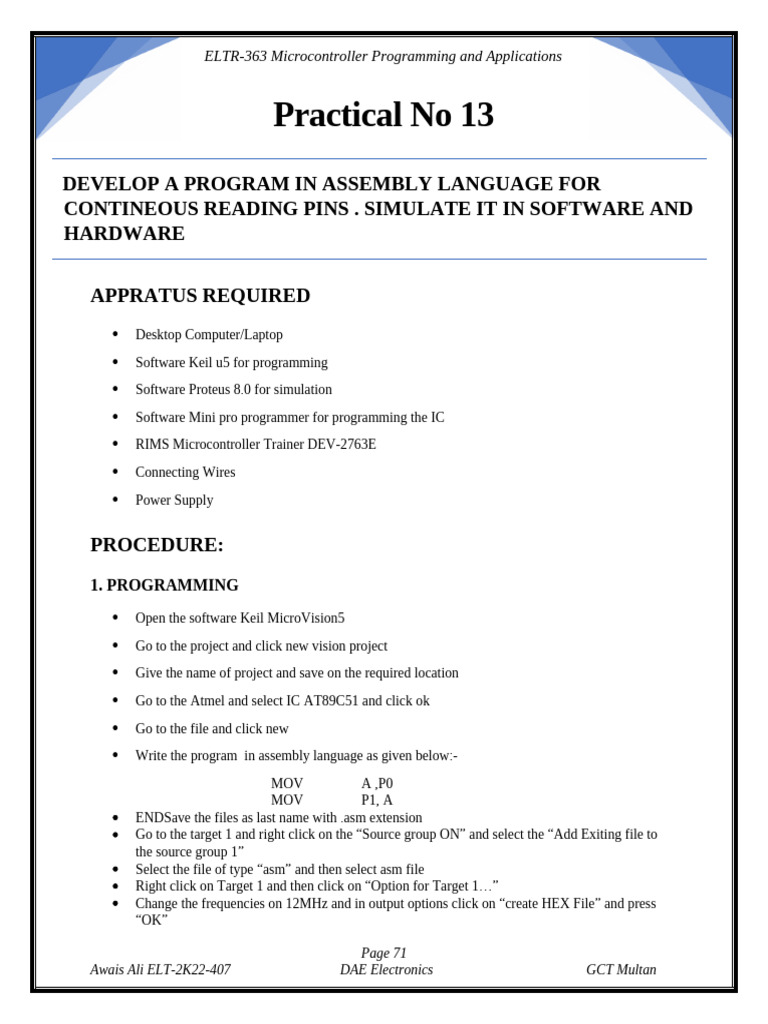 Practical No 13 | PDF | Microcontroller | Manufactured Goods