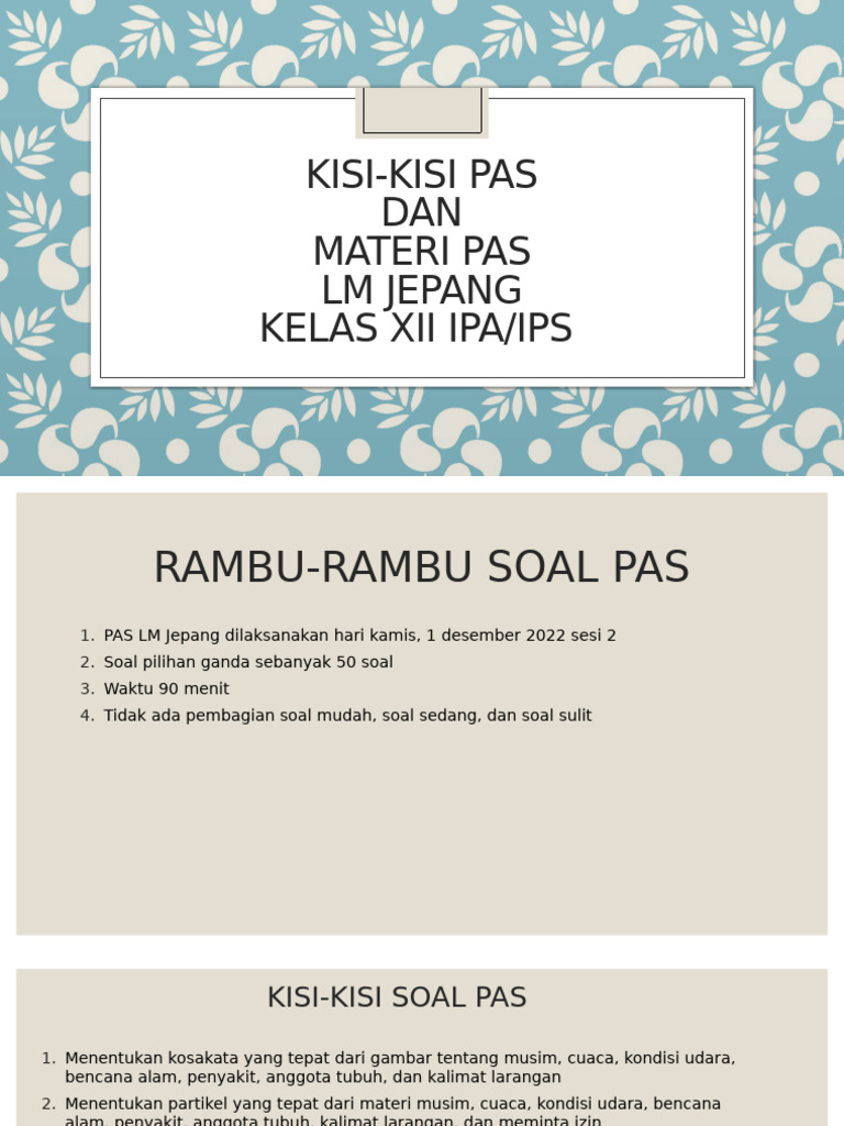 # Kisi Kisi Dan Materi Pas Kelas Xii 2022 | PDF