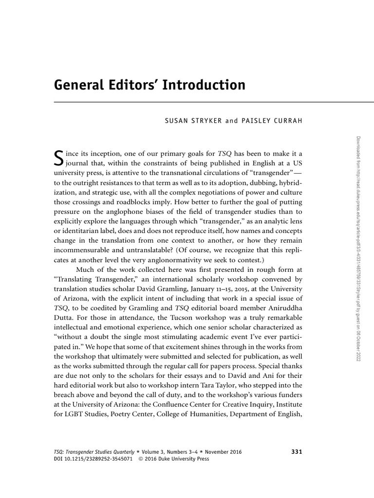 General Editor's Introduction - Translating Transgender | PDF | Transgender | LGBTQIA+ Studies