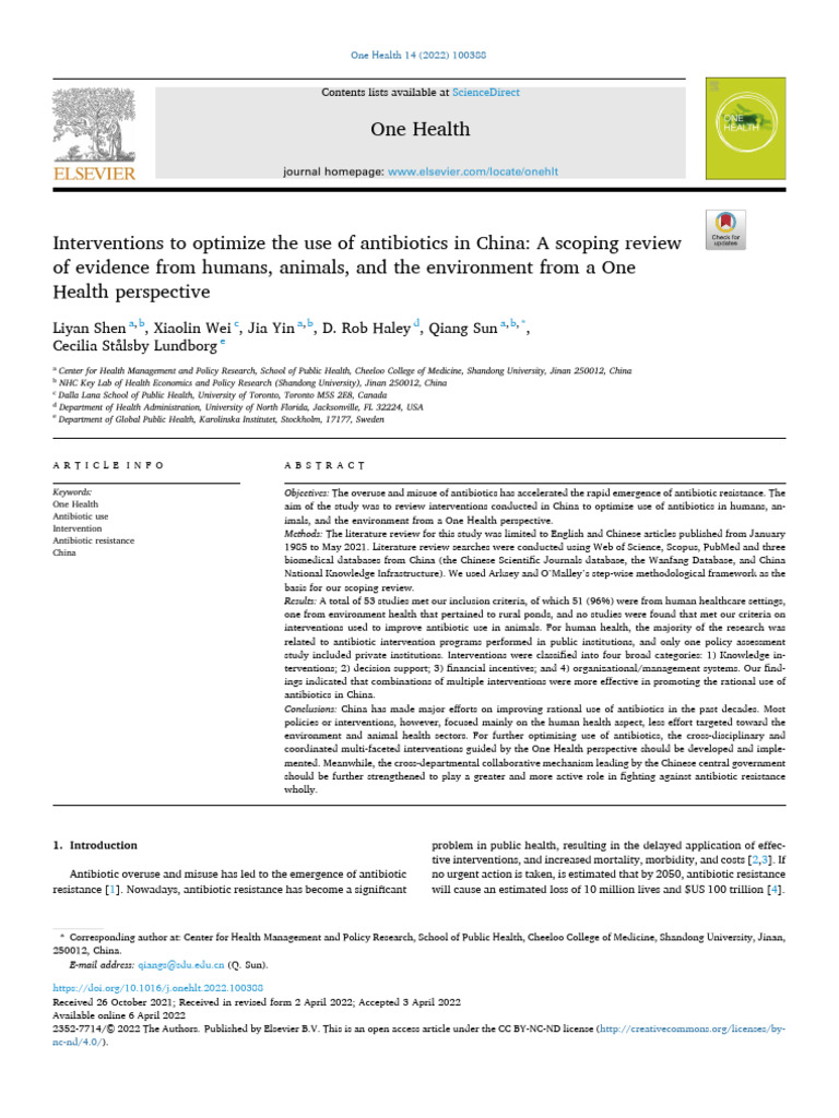 Interventions To Optimize The Use of Antibiotics in China | PDF ...