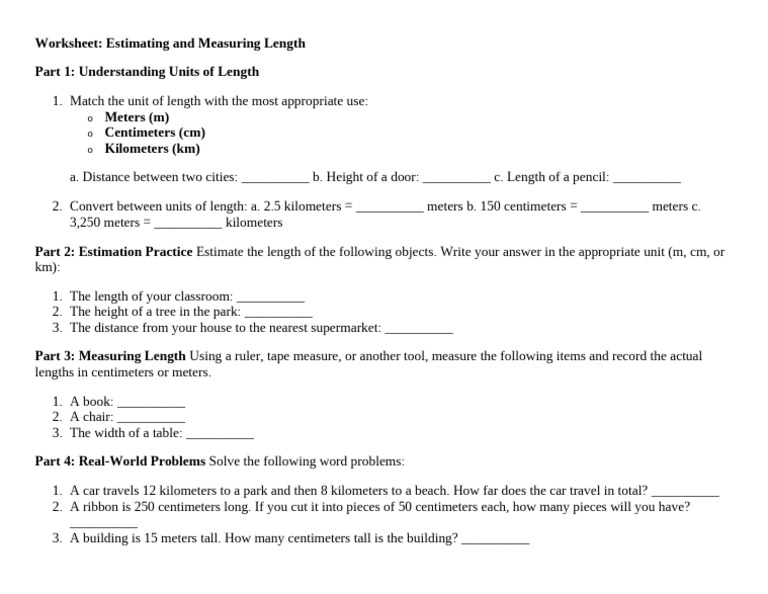 Grade 3 Length Measurement Worksheet | PDF