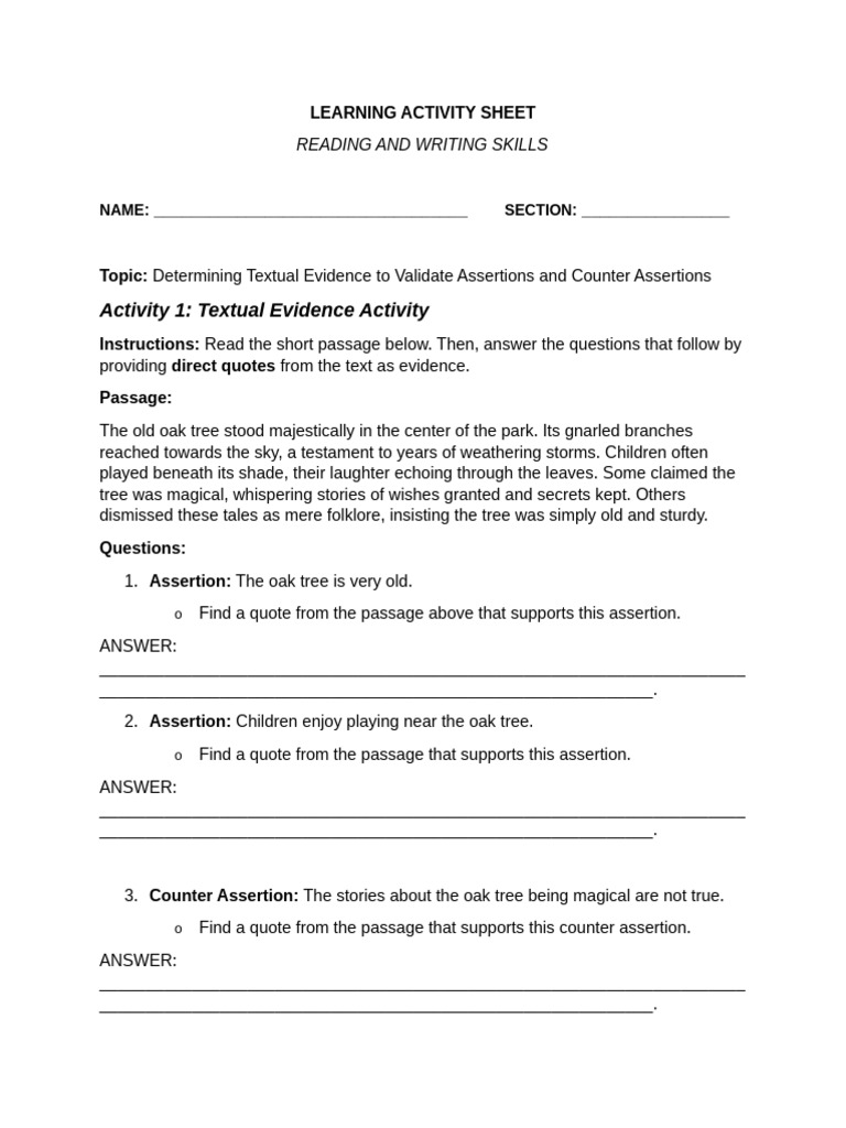RWS_LEARNING-ACTIVTY-SHEET | PDF