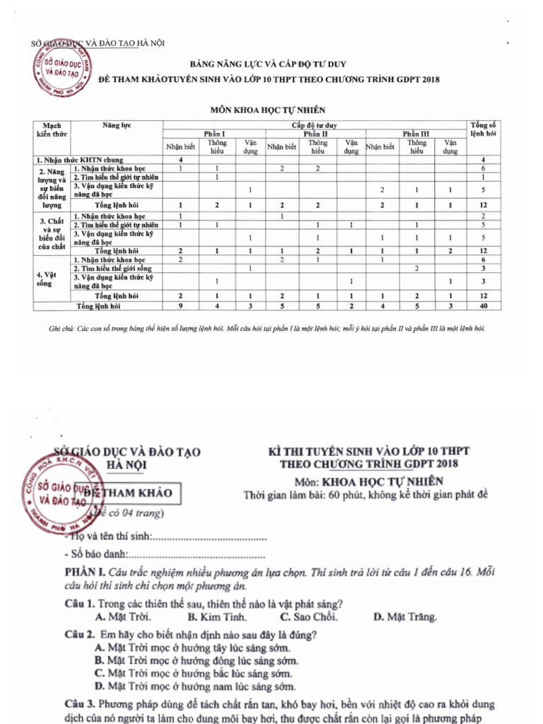Dinh dang de thi lop 10 HN 2025 2026 pdf hình ảnh 11 1 | PDF