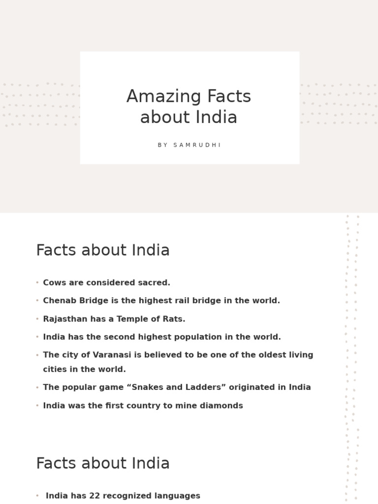 Amazing Facts About India | PDF