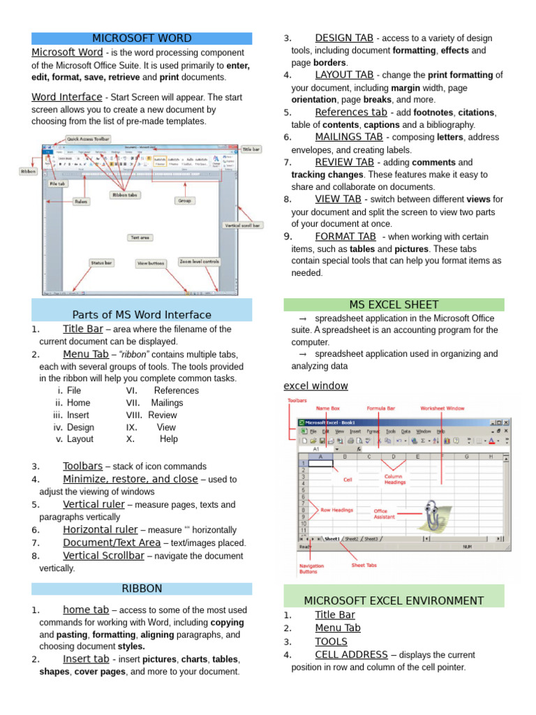 Overview of Microsoft Word and Excel | PDF | Microsoft Excel ...