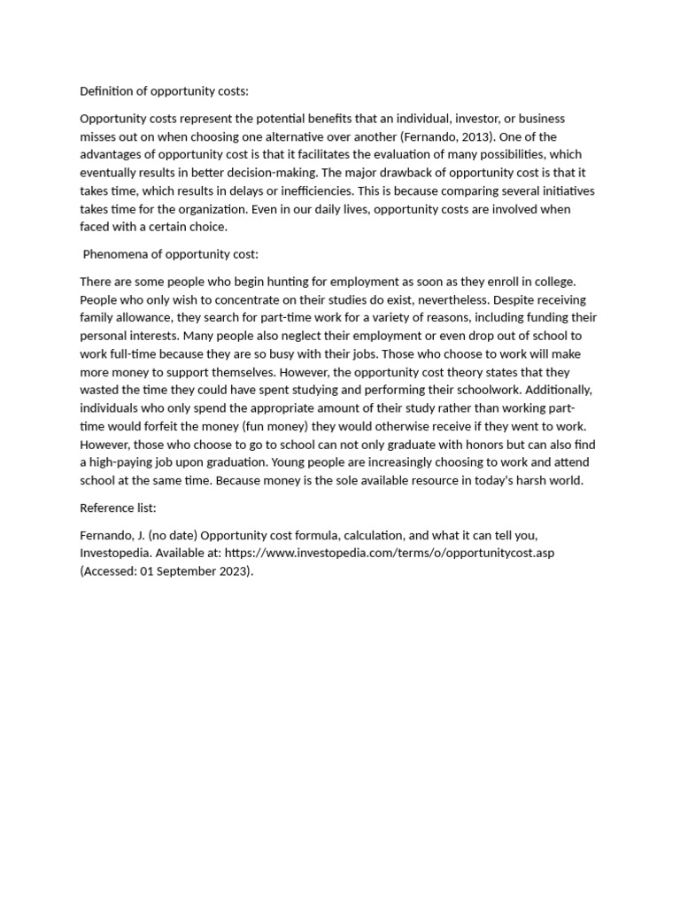 Understanding Opportunity Costs Explained | PDF